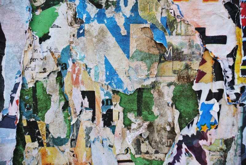 Random Collage Or Over-layered Papers Wall Background Texture Stock ...