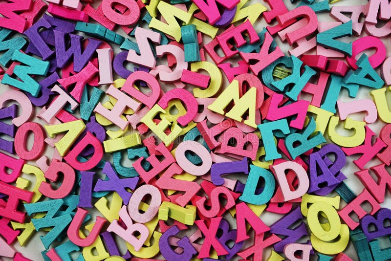 Random Colorful Letterpress Alphabet with Space Copy Top View Stock ...