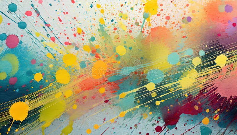 Random Colorful Paint Splatter Against White Wall, for Background Use ...