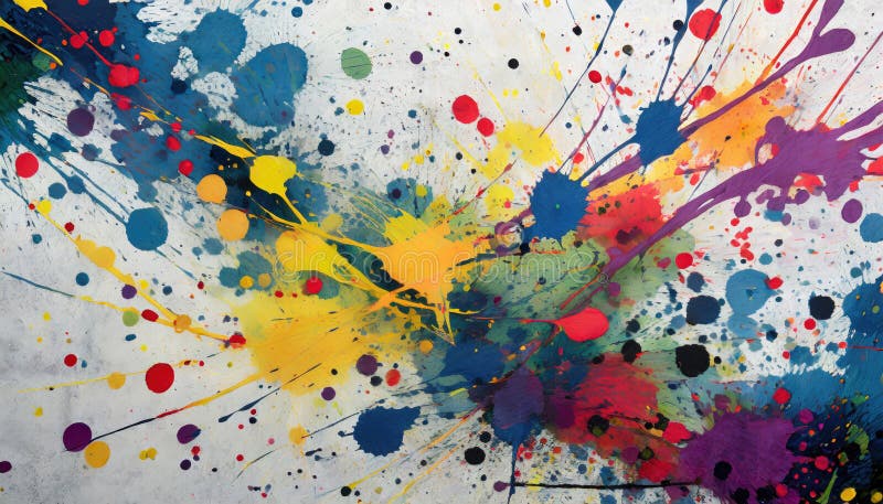 Random Colorful Paint Splatter Against White Wall, for Background Use ...