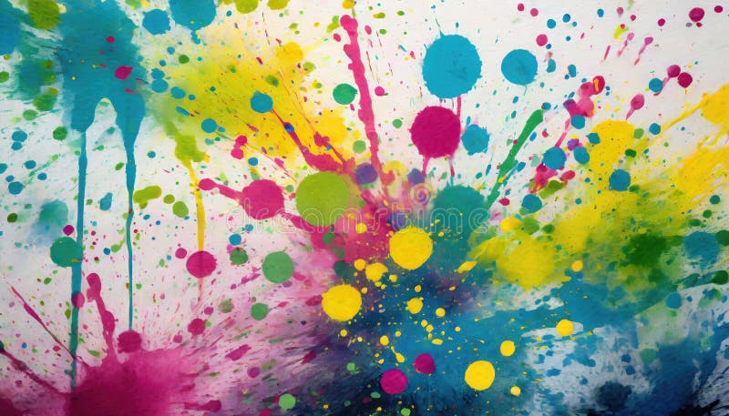 Random Colorful Paint Splatter Against White Wall, for Background Use ...