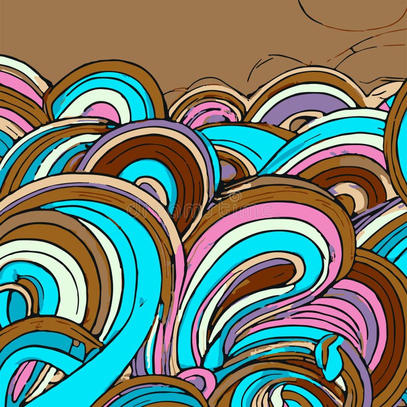 Random Colourful Waves Outlined Doodles Vector Background Stock Vector ...