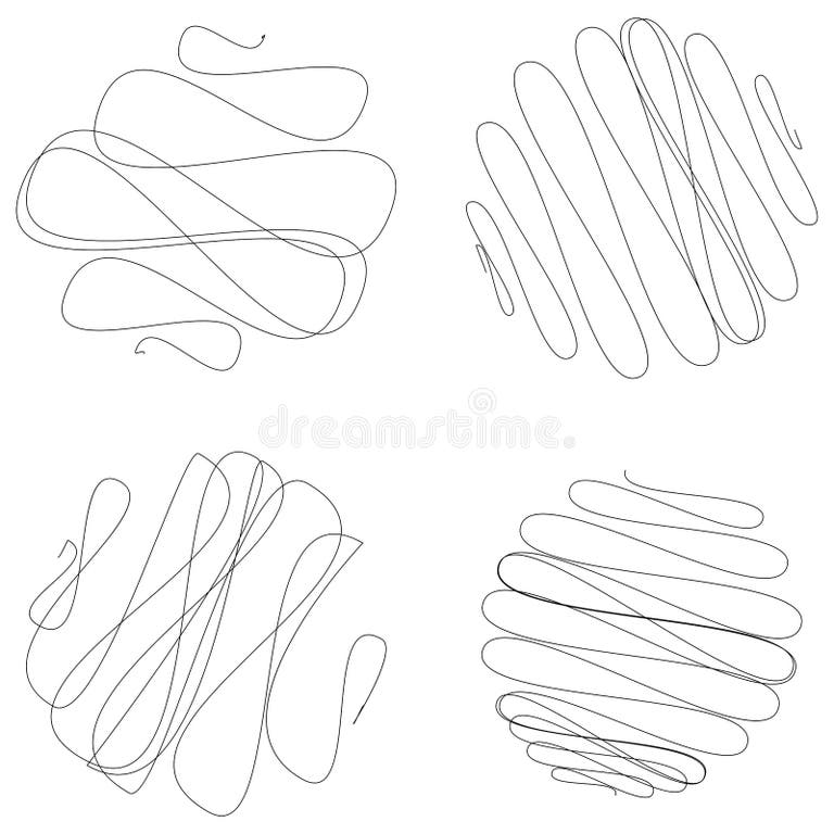 Random Curly, Tangle, Twine Lines. Doddle, Sketchy, Sketch Rounded Scribble Lines Stock Vector ...