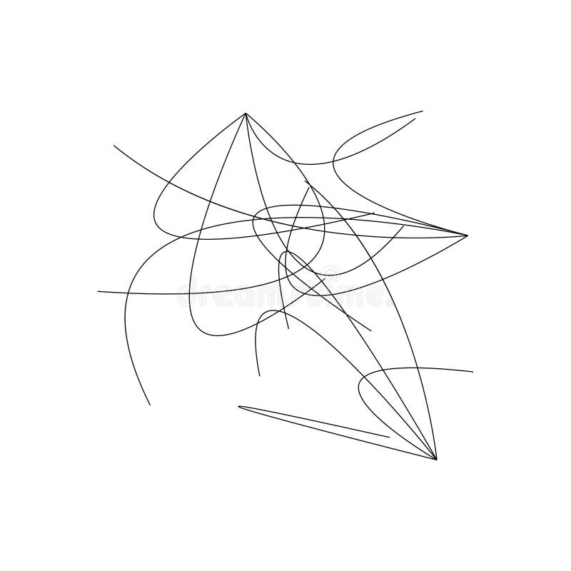Random Curvy, Squiggly, Tangled Lines. Knot, Loop, Billowy Freeform ...