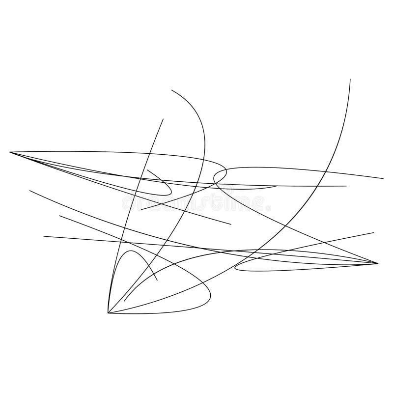 Random Curvy, Squiggly, Tangled Lines. Knot, Loop, Billowy Freeform ...