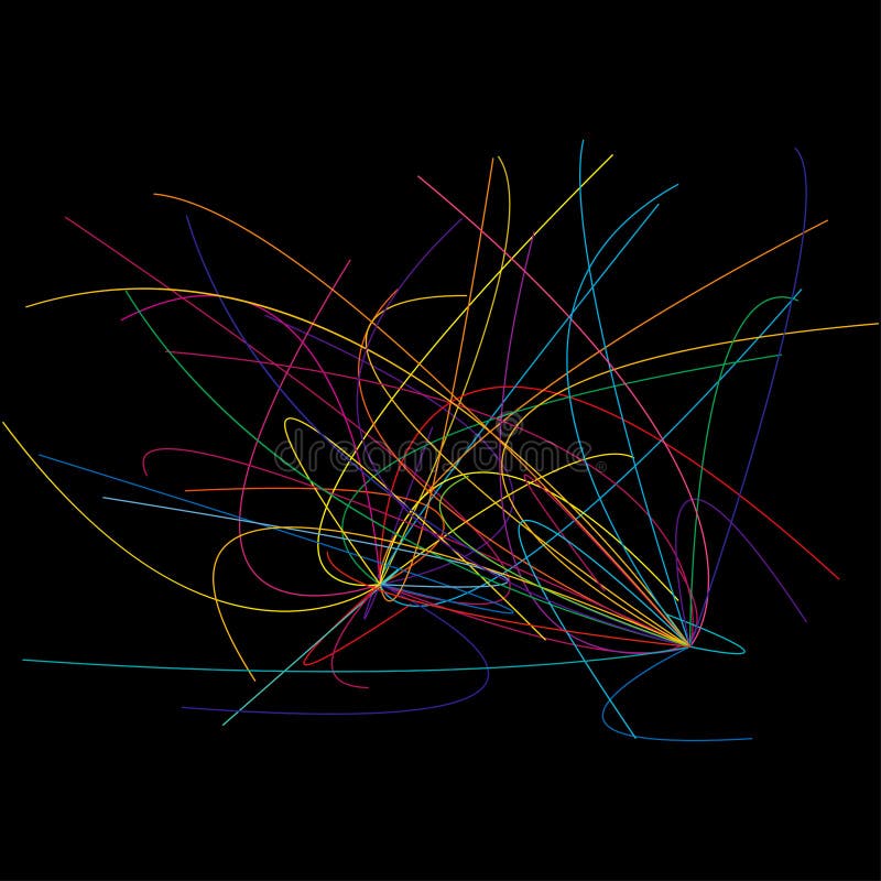 Random Curvy, Squiggly, Tangled Lines. Knot, Loop, Billowy Freeform ...