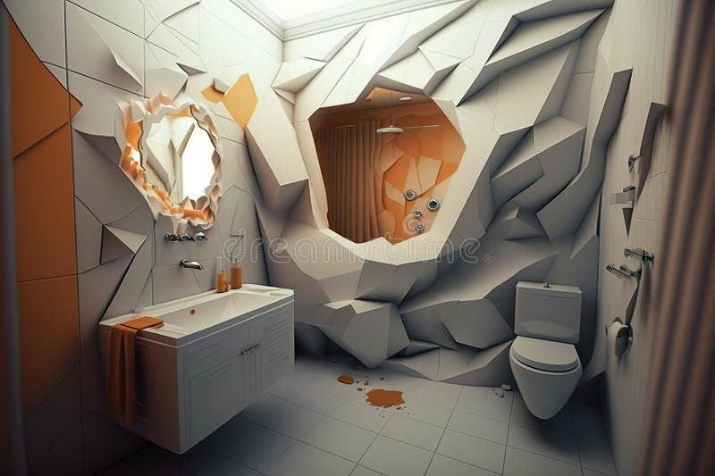 Random Design Bathroom. Modern Bathroom Interior. Interior of Bathroom ...