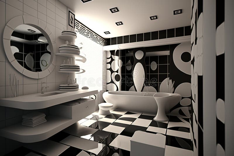 Random Design Bathroom. Modern Bathroom Interior. Interior of Bathroom ...