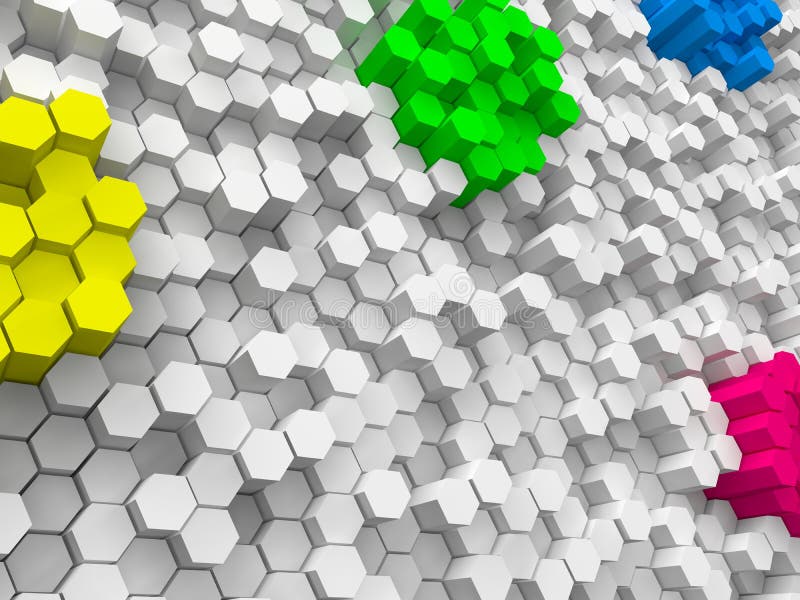 Random Elevated Hexagons Background. Stock Illustration - Illustration ...