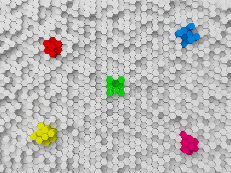 Random Elevated Hexagons Background. Stock Illustration - Illustration ...