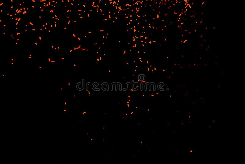 Random Flying Red Orange Color Particles Isolated on the Black ...