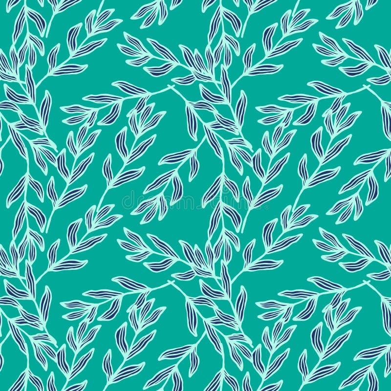 Random Forest Branch with Leaves Seamless Pattern Stock Vector ...