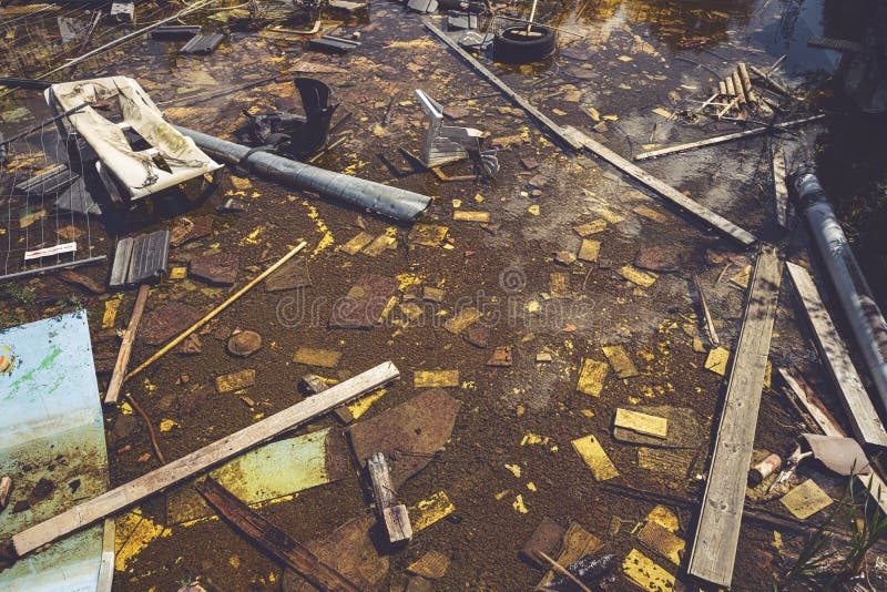 Random garbage pollutes stock photo. Image of environment - 157781662