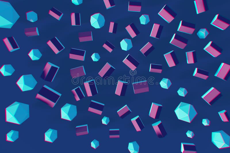 Random Geometric Shapes 3d Render Design Element Stock Illustration ...