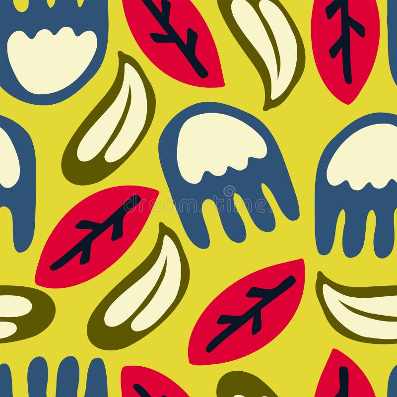 Random Hand Drawn Floral Seamless Pattern. Abstract Flat Cartoon ...