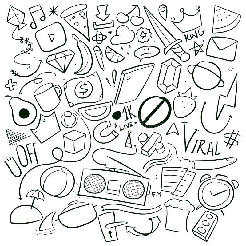 Random Hand Drawn Scribble Doodle Symbols Vector Random Hand Drawn ...
