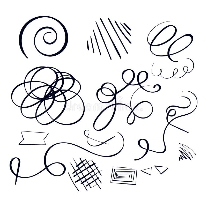 Random Hand Drawn Scribble Doodle Symbols Vector Random Hand Drawn ...
