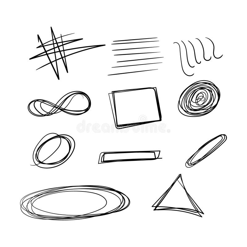 Random Hand Drawn Scribble Doodle Symbols Vector Random Hand Drawn ...