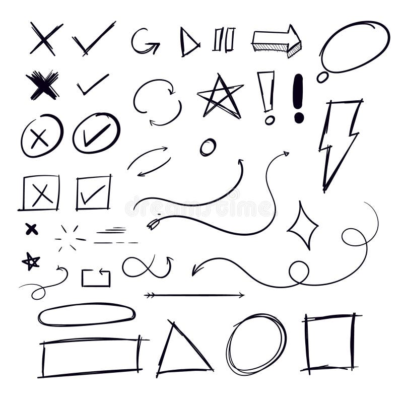 Random Hand Drawn Scribble Doodle Symbols Vector Random Hand Drawn ...