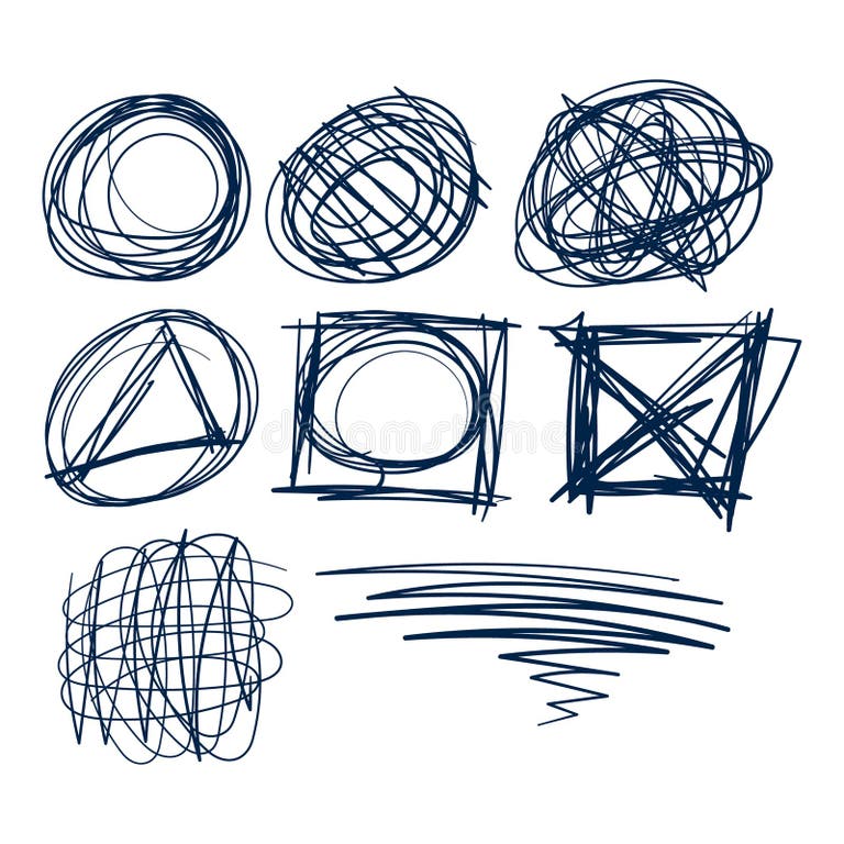 Random Hand Drawn Scribbles Set Vector Scribble Pen Drawing Doodles ...