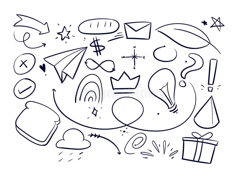 Random Hand Drawn Scribbles Set Vector Scribble Pen Drawing Doodles ...