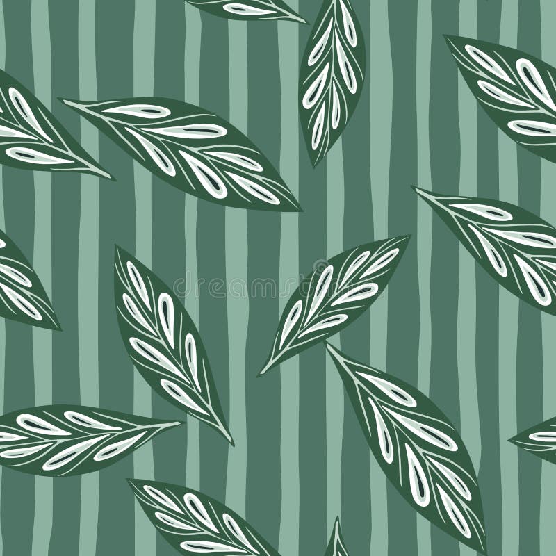 Random Herbal Seamless Pattern with Hand Drawn Geometric Leaves ...