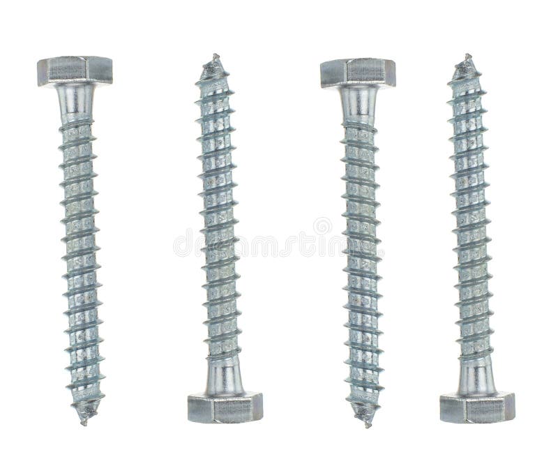 Hexagonal Threaded Steel Bolts or Screws Used in Carpentry. Objects on ...