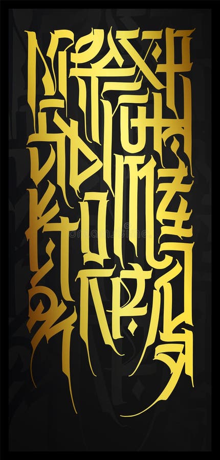 Random Letters, Abstract Hand Drawn Brush Line Concept. Gold Design ...