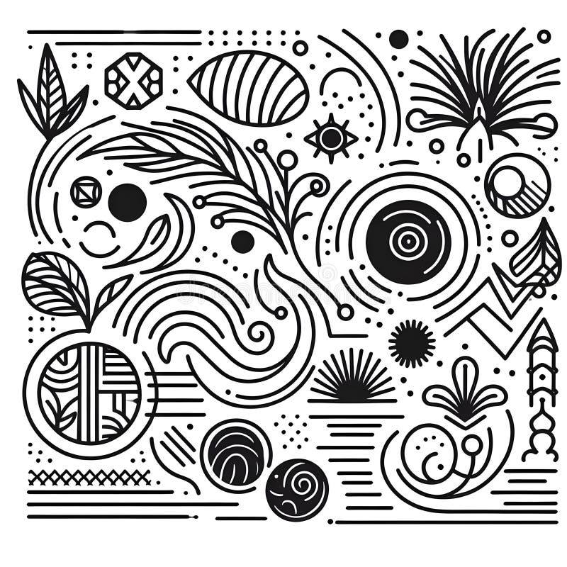 Random Line Art Visual Abstract Illustration Simple Stock Illustration ...