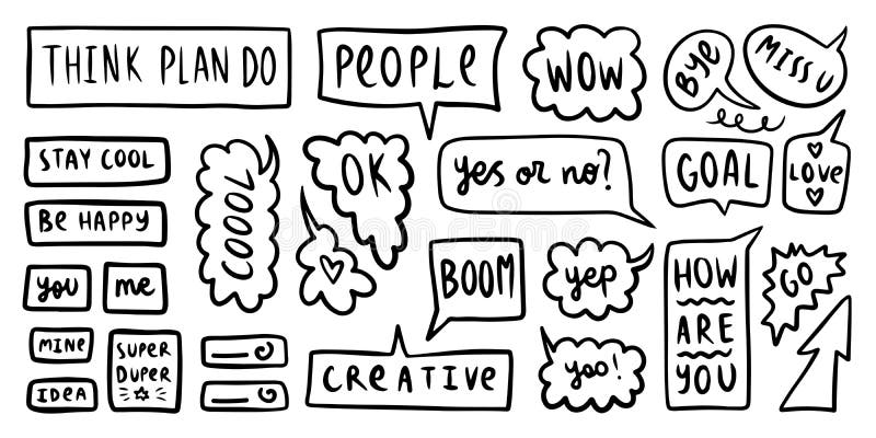 Random Line Doodle Words Hand Drawn Frame. Stock Vector - Illustration ...