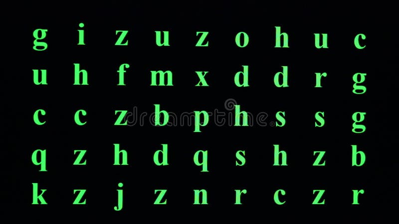 Random Lowercase Letters on Black Background of Computer Screen Stock ...