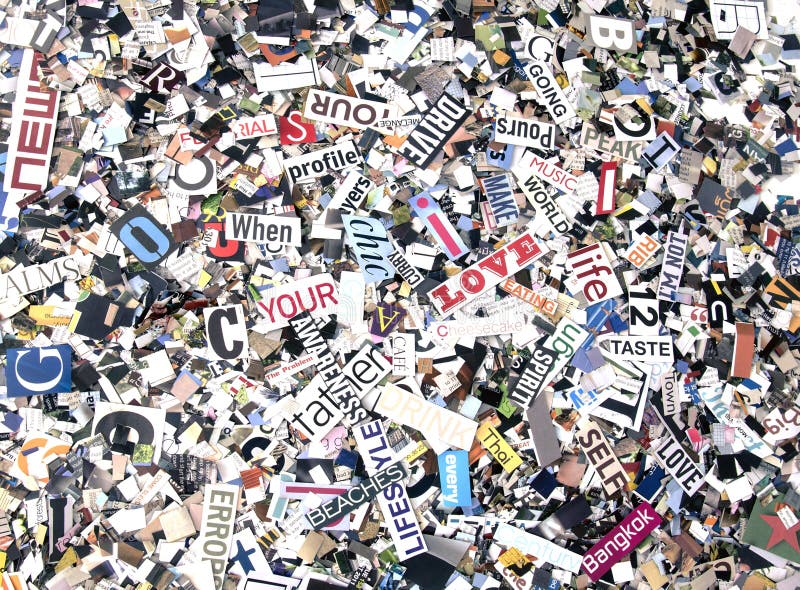 Random Magazine Words and Letters Love Stock Image - Image of chic ...