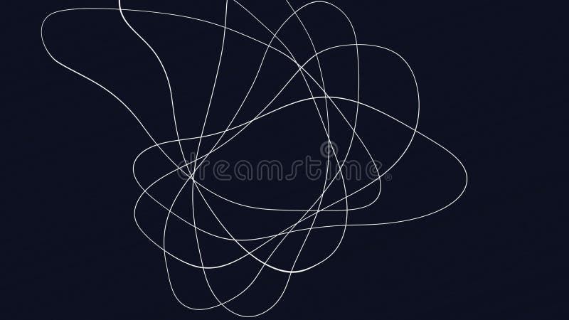 Random Movement White Lines. Abstract Animated Outline. Dark Background ...