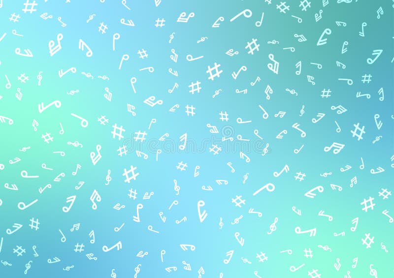 Random Music Note Song Melody Blue Gradient Pattern Background Stock ...