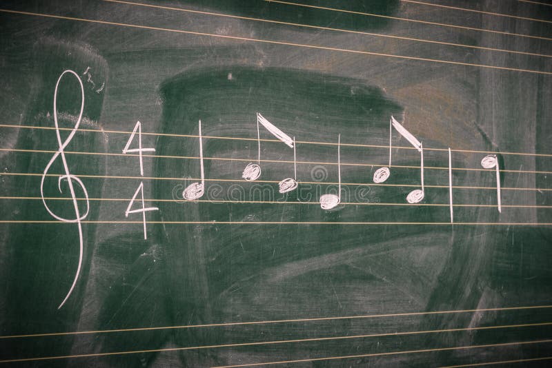 Random Music Notes on a Blackboard Stock Photo - Image of indoor, chalk ...