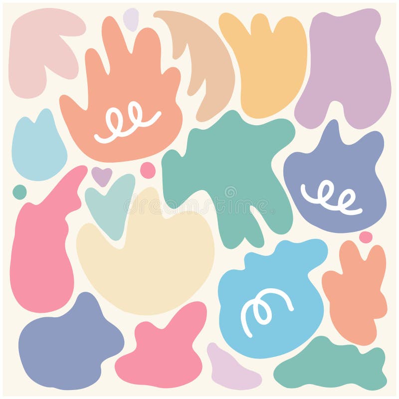 Random Organic Round Spot Blob Pebble Shape Set Collection Of Abstract Irregular Colorful