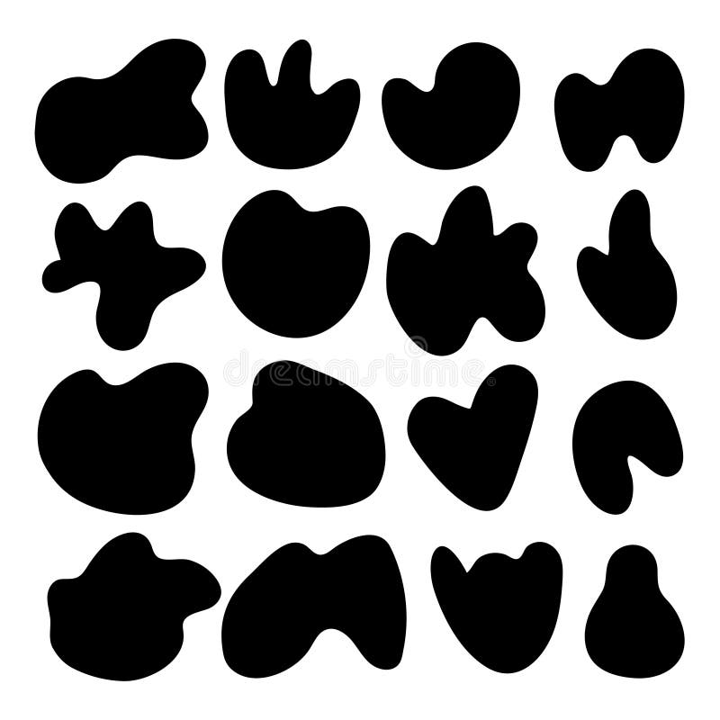 Random Organic Round Spot Blob Pebble Shape Set Collection Of Abstract Irregular Stains Shape