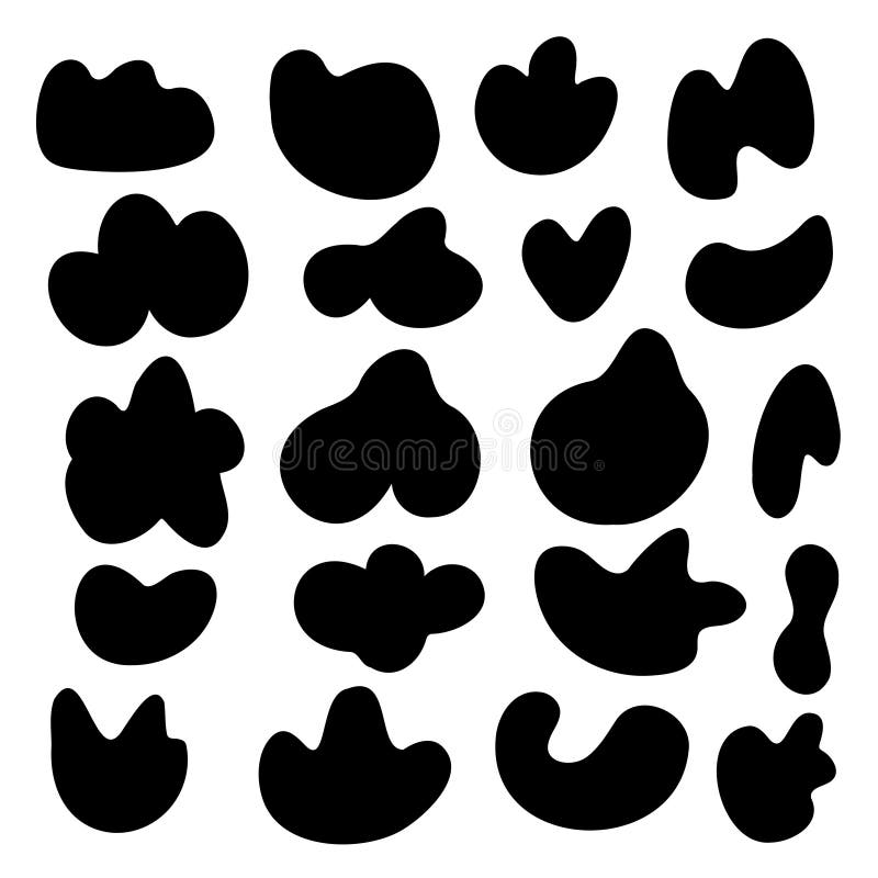 Random Organic Round Spot Blob Pebble Shape Set Collection Of Abstract Irregular Stains Shape