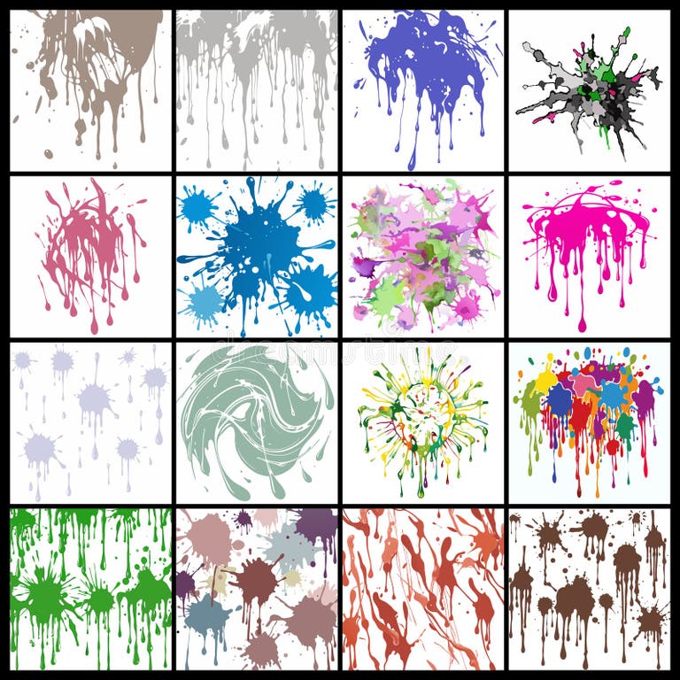 Dripping Paint and Splatter Elements for Modern Art Background Stock ...