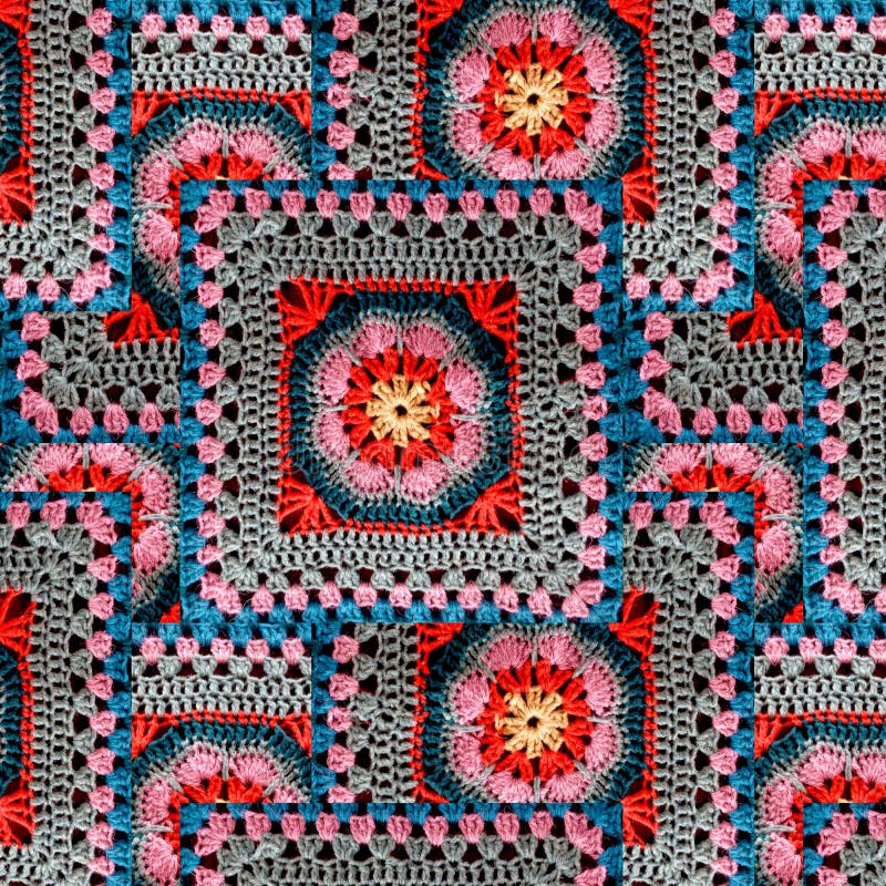 Random Pattern of Crochet Squares Stock Photo - Image of pattern ...