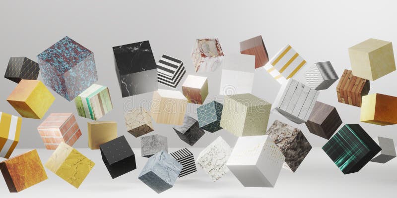 Random Pattern Texture Cube 3d Illustration Background Stock ...