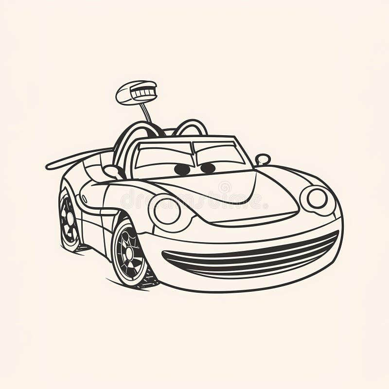 Random Race Car - a Cartoon Car with Eyes and Nose Stock Illustration ...