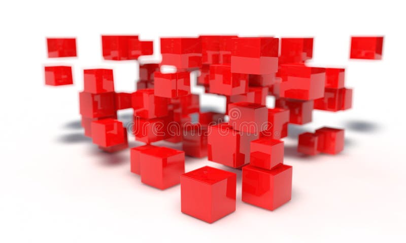 Random Red Cubes of Background, 3d Stock Illustration - Illustration of ...