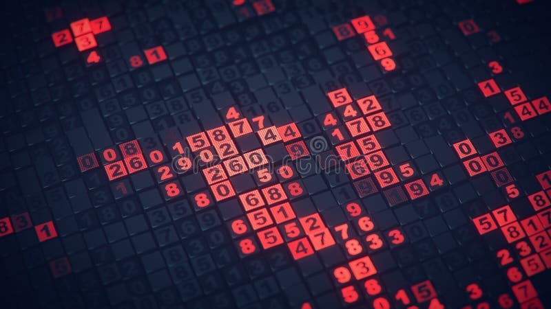 Random Red Numbers 3D Rendering Illustration Stock Illustration ...