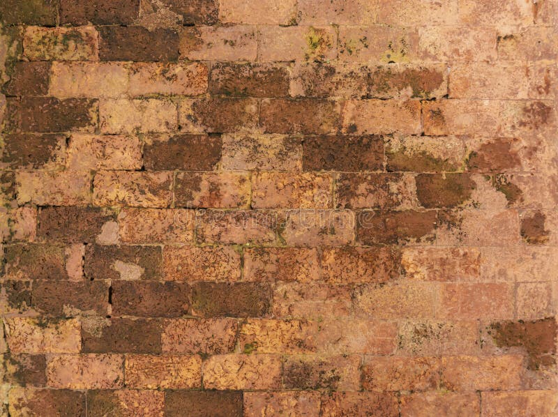 Random Rustic Pattern of Brown Color Natural Clay Old Brick in the Wall ...