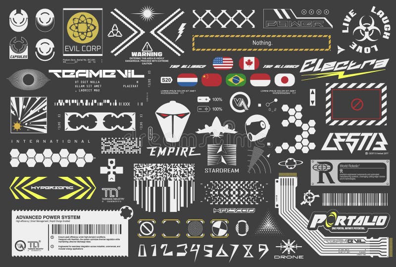 Random Sci Fi Mix. Technology, Industrial Symbol and Decal Collection ...