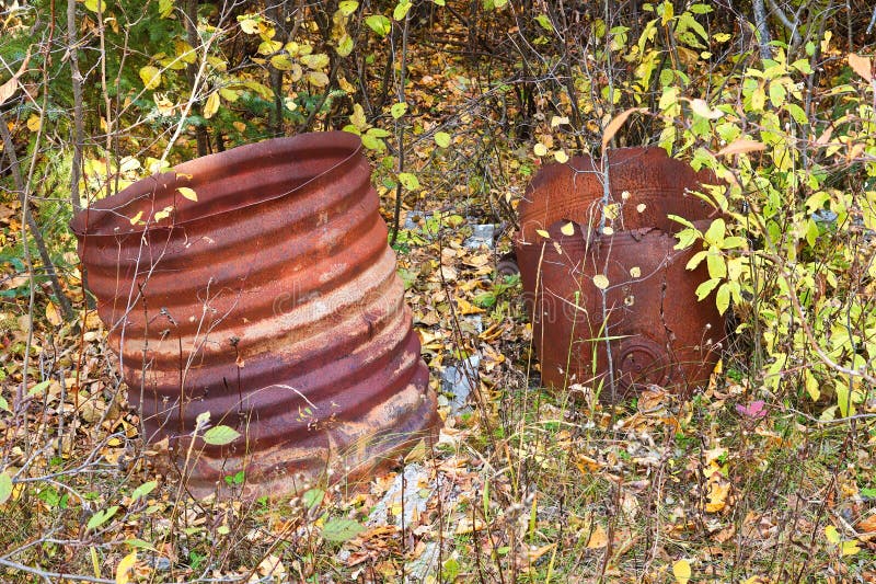 Random Scrap Metal Sitting in the Bushes Stock Photo - Image of rustic ...
