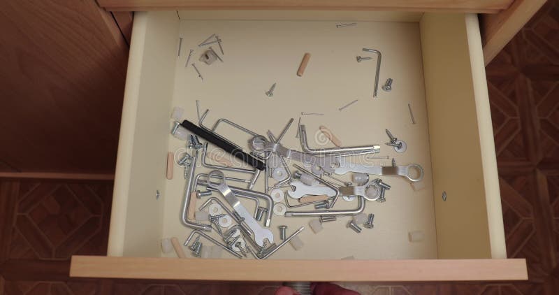 Drawer of screws and scrap stock video. Video of industry - 259206467