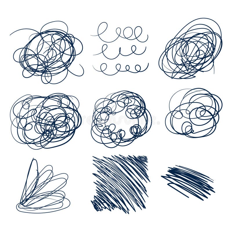 Random Scribbles Set. Hand Drawn Scribbles Doodle Vector Set Stock ...