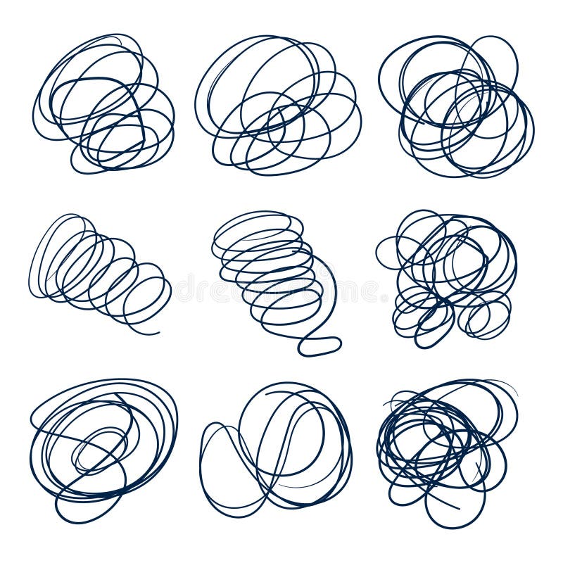 Random Scribbles Set. Hand Drawn Scribbles Doodle Vector Set Stock ...